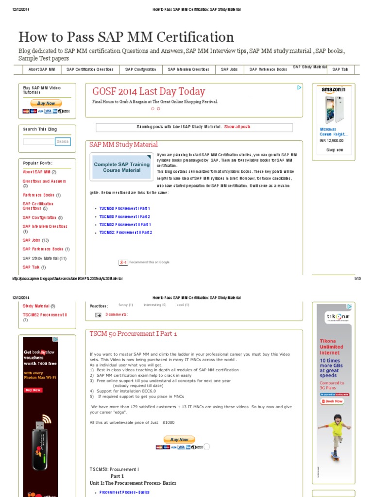 How To Pass SAP MM Certification - SAP Study Material PDF | PDF ...