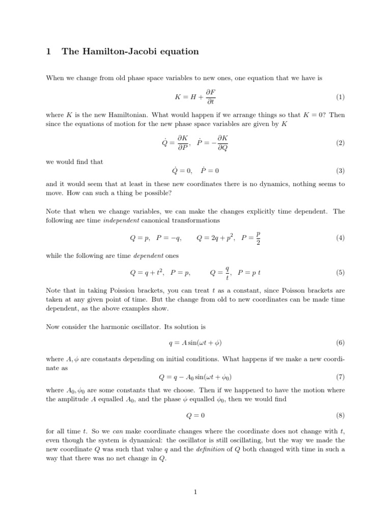 An introduction to the Hamilton Jacobi Equation | Hamiltonian Mechanics ...