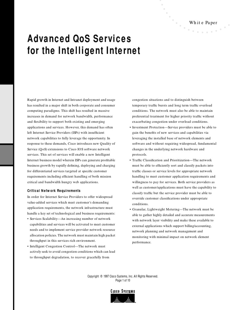 Advanced QoS Services White Paper | PDF | Quality Of Service | Network ...