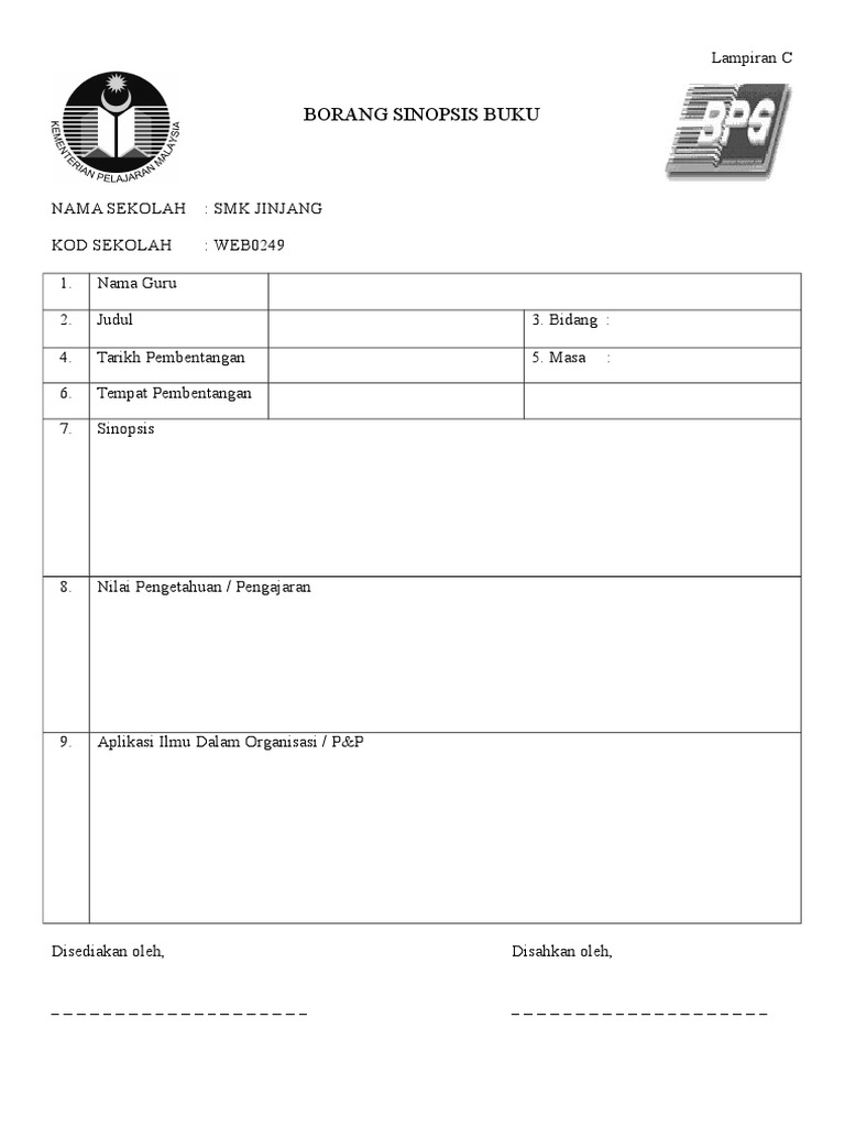 Borang Kosong Sinopsis Buku Splkpm - Riset Borang Kosong Sinopsis Buku Splkpm - Riset