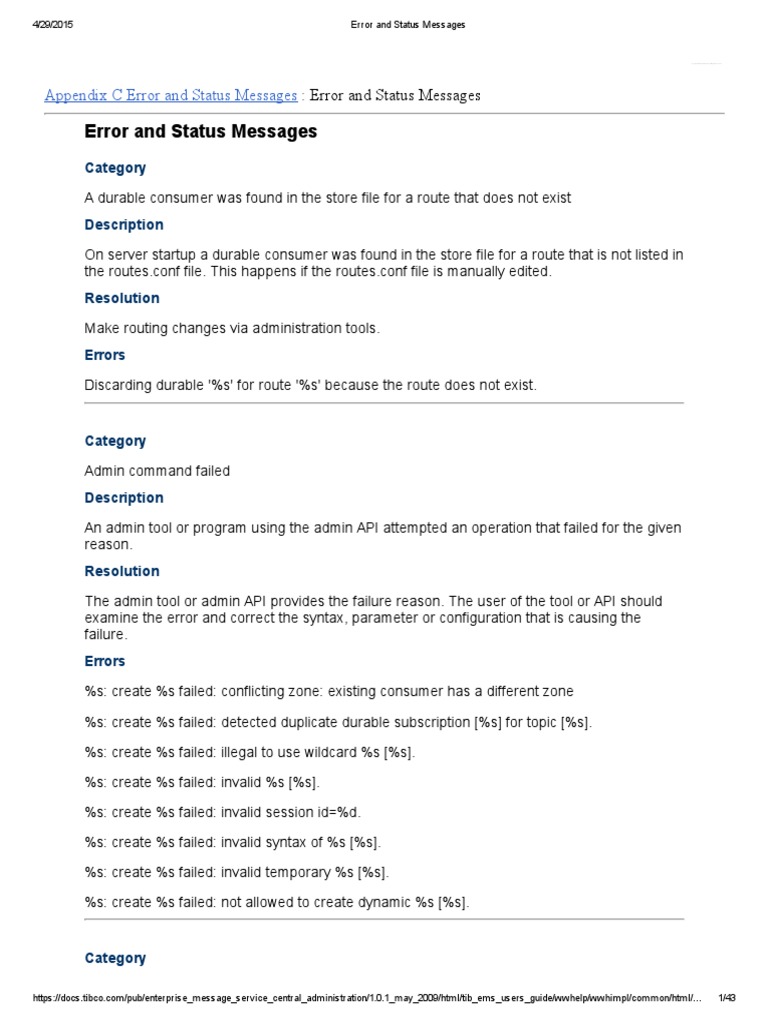 Error and Status Messages | PDF | Database Transaction | Transmission ...