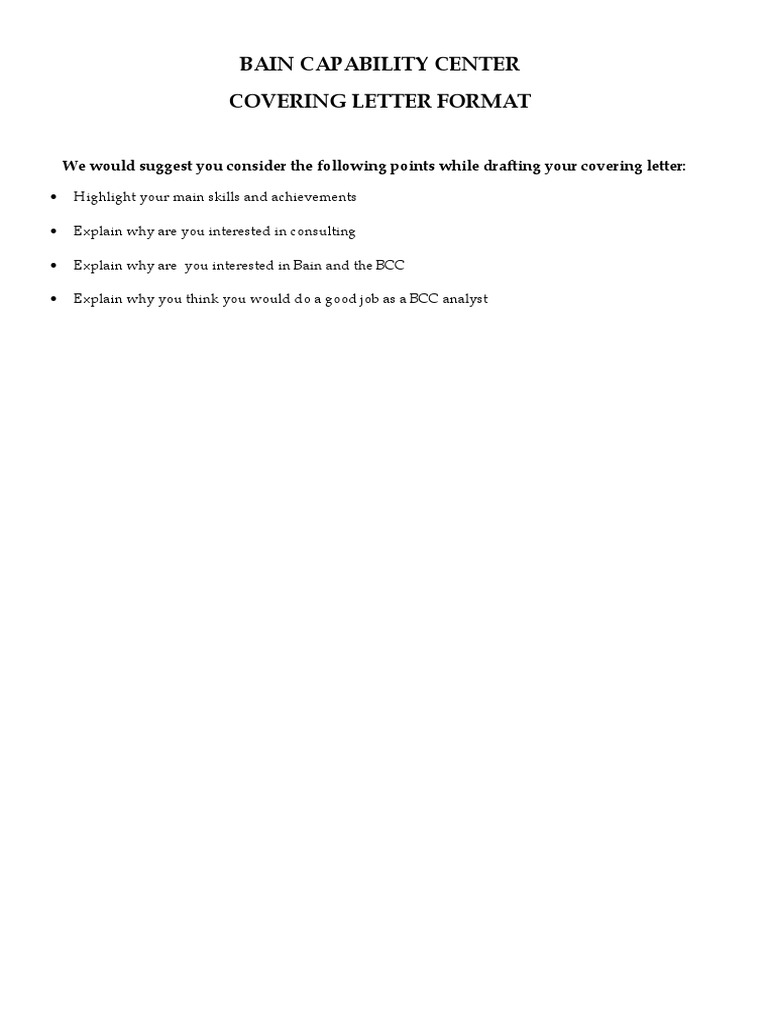 Bain Capability Centre - CV and CL Format | PDF