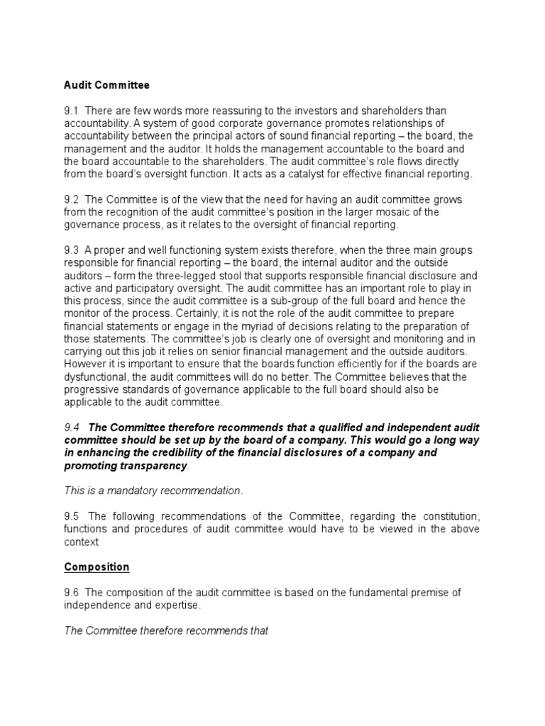 Audit Committee | PDF | Audit Committee | Internal Audit