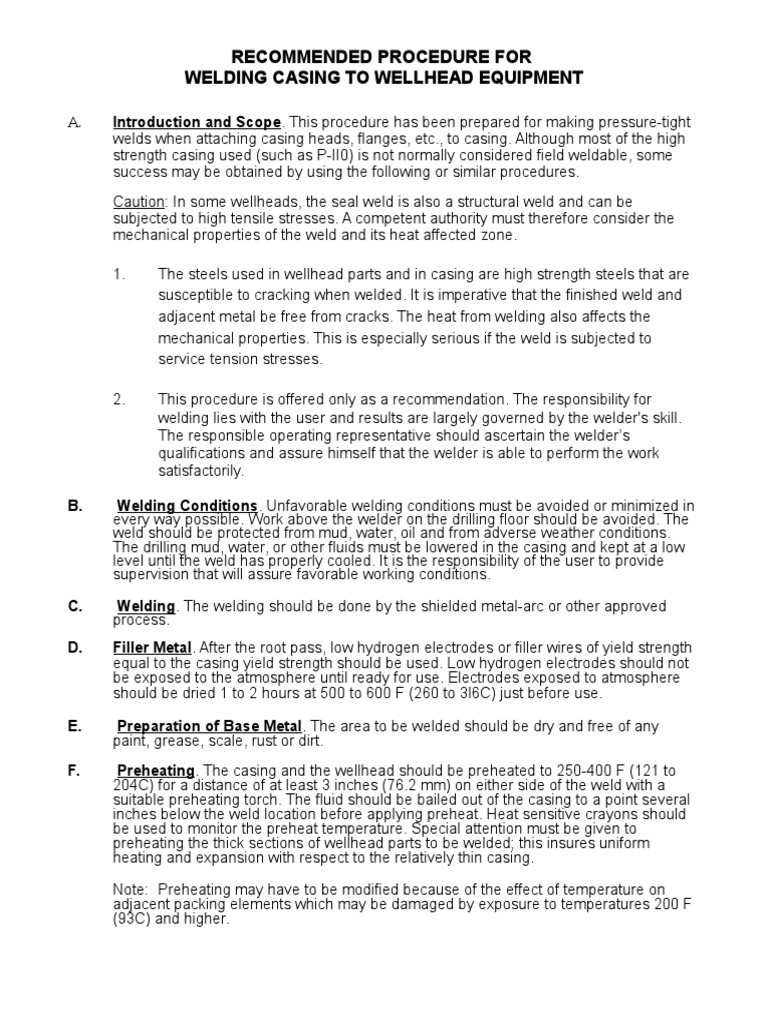 Field Welding of Casing To Wellheads | PDF | Casing (Borehole) | Welding