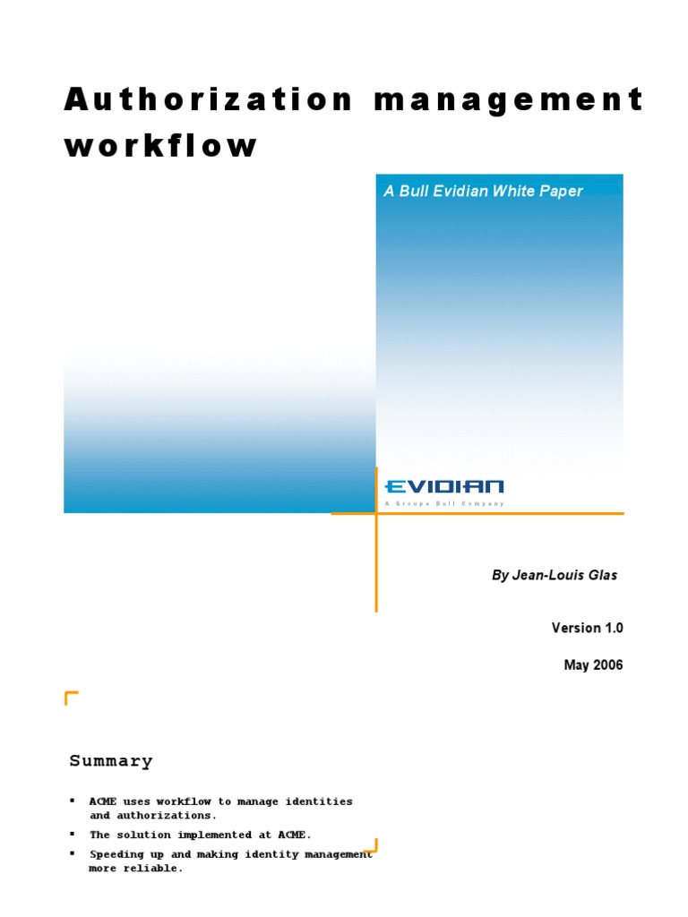 Authorization Management Workflow: A Bull Evidian White Paper | PDF ...