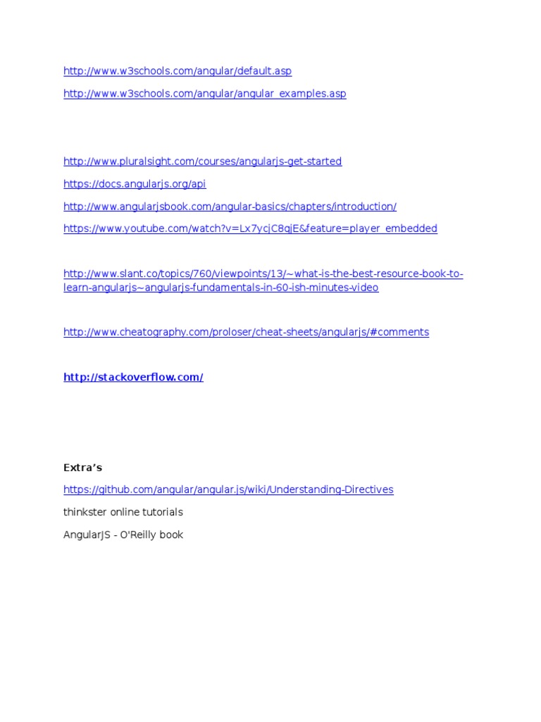 Essential AngularJS Learning Resources | PDF | Computers | Technology & Engineering