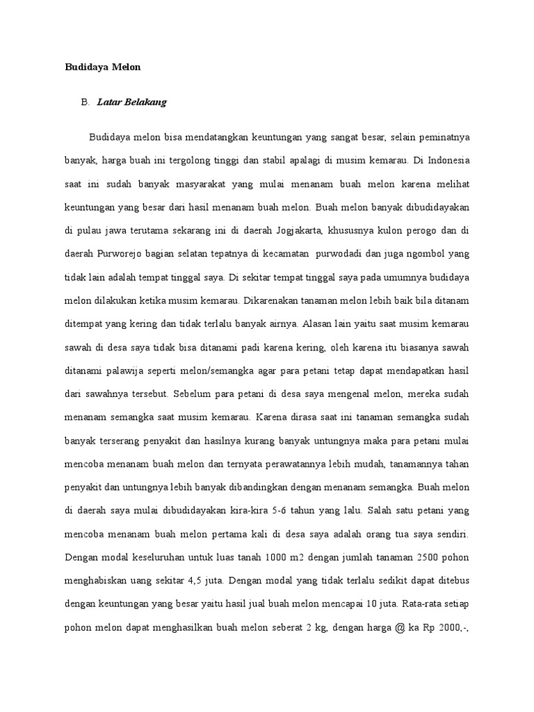 Proposal Budidaya Melon Part II | PDF