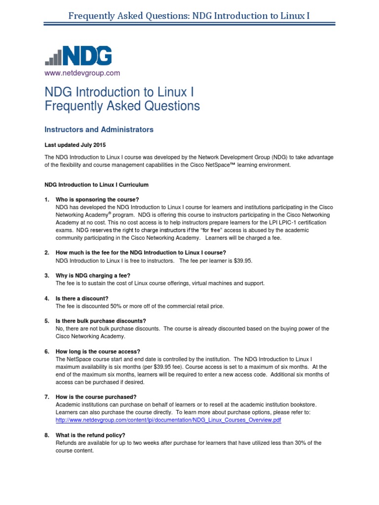 NDG Introduction To Linux I FAQs - Jul14-2015 PDF | PDF | Comp Tia ...