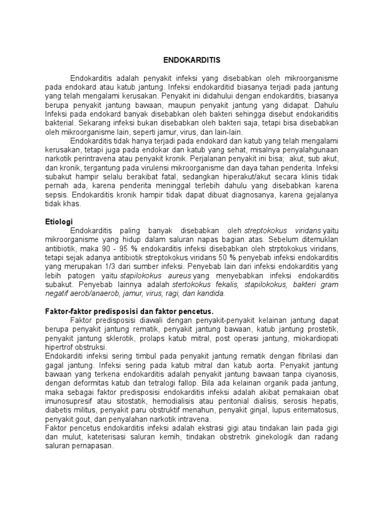 Infeksi Jantung (Perikarditis, Miokarditis, Dan Endokarditis | PDF