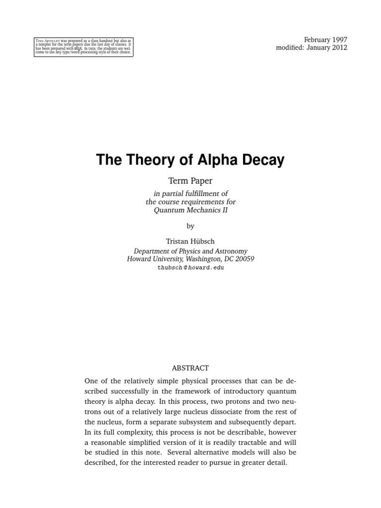 Alpha Decay | PDF | Atomic Nucleus | Nuclear Physics