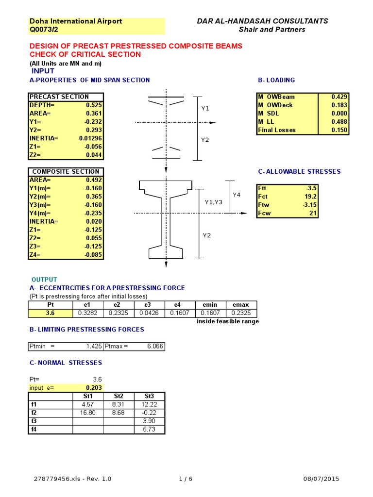 Prestressed-Precast Design Spreadsheet | PDF | Prestressed Concrete ...
