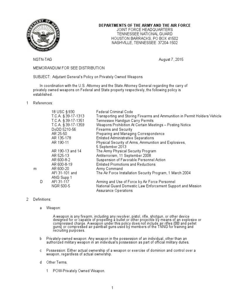 Personally Owned Weapon Policy Ver 4 | Download Free PDF | Firearms ...