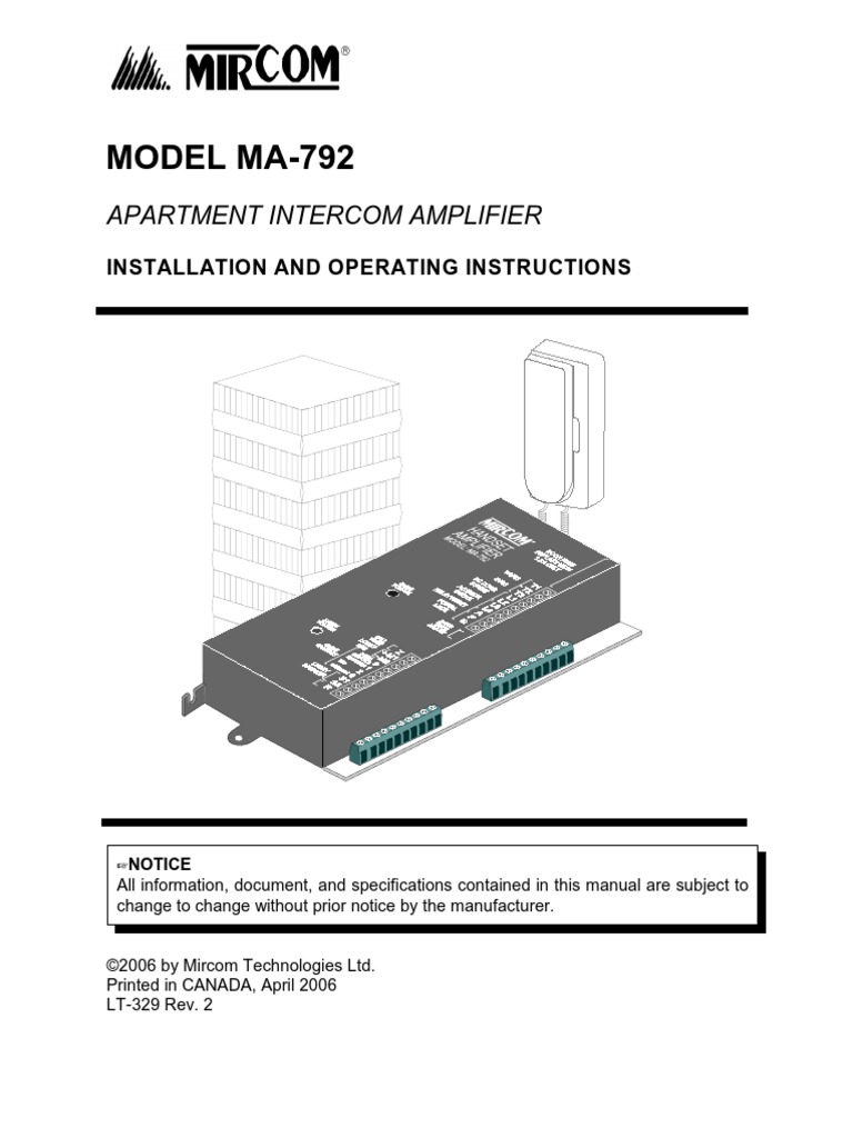 Mircom MA-792 User Manual | PDF | Amplifier | Fuse (Electrical)
