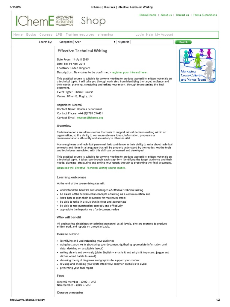 IChemE - Courses - Effective Technical Writing | PDF | Chemical ...