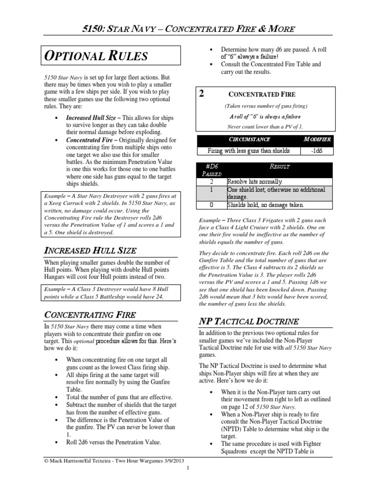 Optional Rules - 5150 Star Navy | PDF | Destroyer | Cruiser