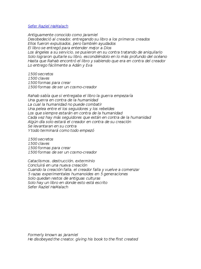 Sefer Raziel HaMalach | PDF