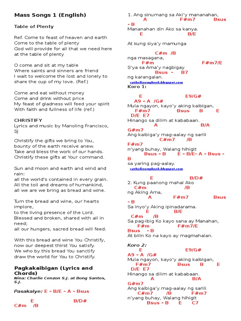 English Catholic Mass Songs Collection | PDF | Art | Poetry
