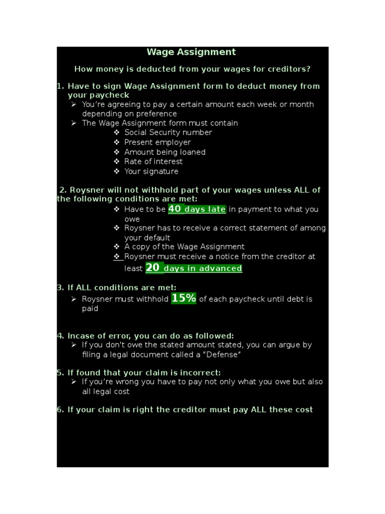Understanding Wage Assignment Deductions | PDF | Business