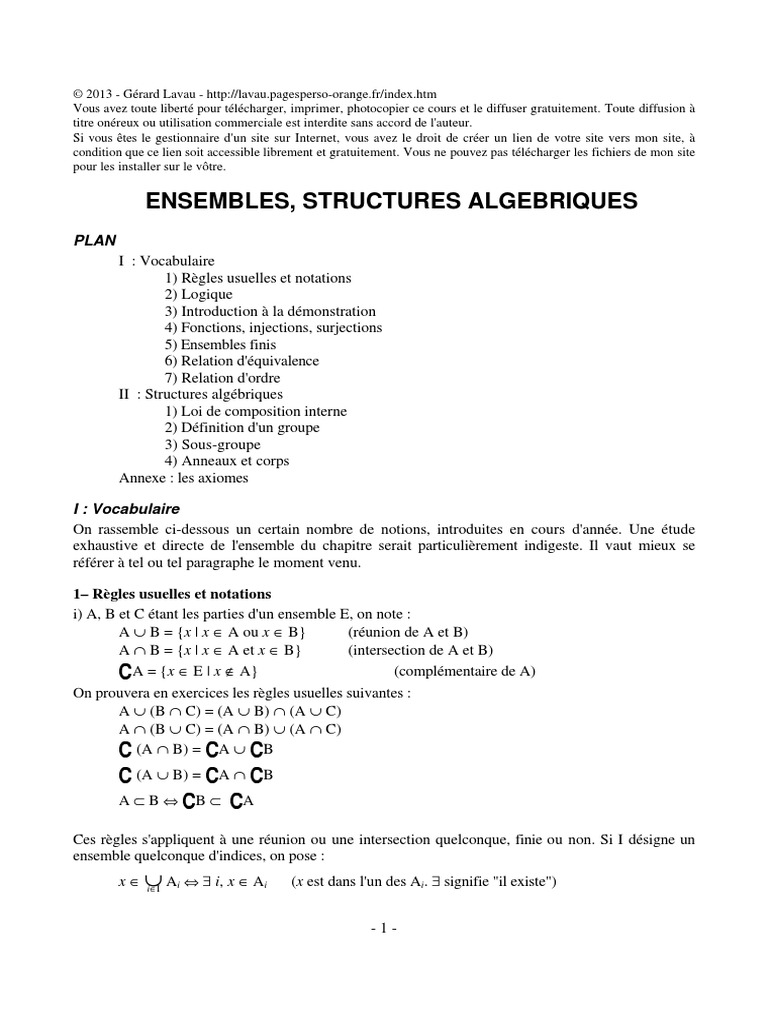 Ensemble | PDF | Groupe (Mathématiques) | Relations mathématiques