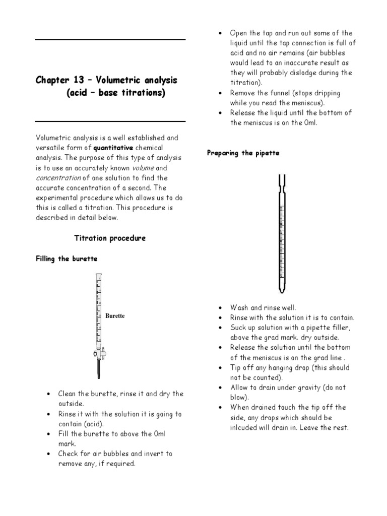 Chapter 13 Acid Base Titrations | PDF | Molar Concentration | Titration