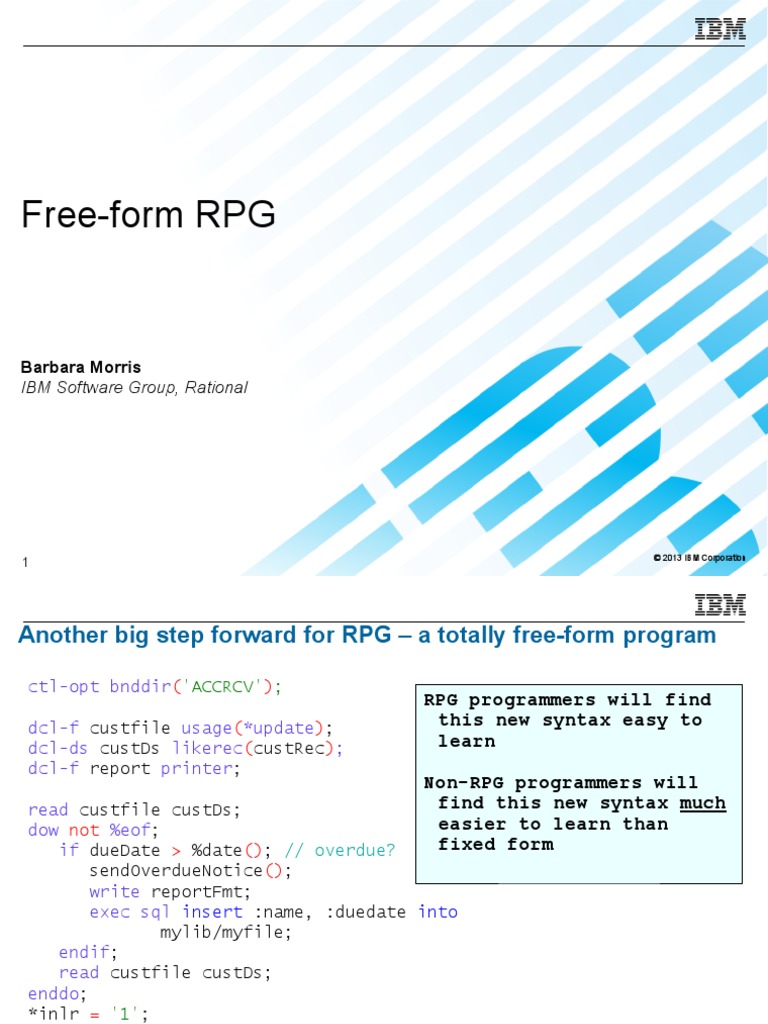 Free_Form_RPG_TUG_Nov_2013.pdf | Ibm Rpg | Data Type
