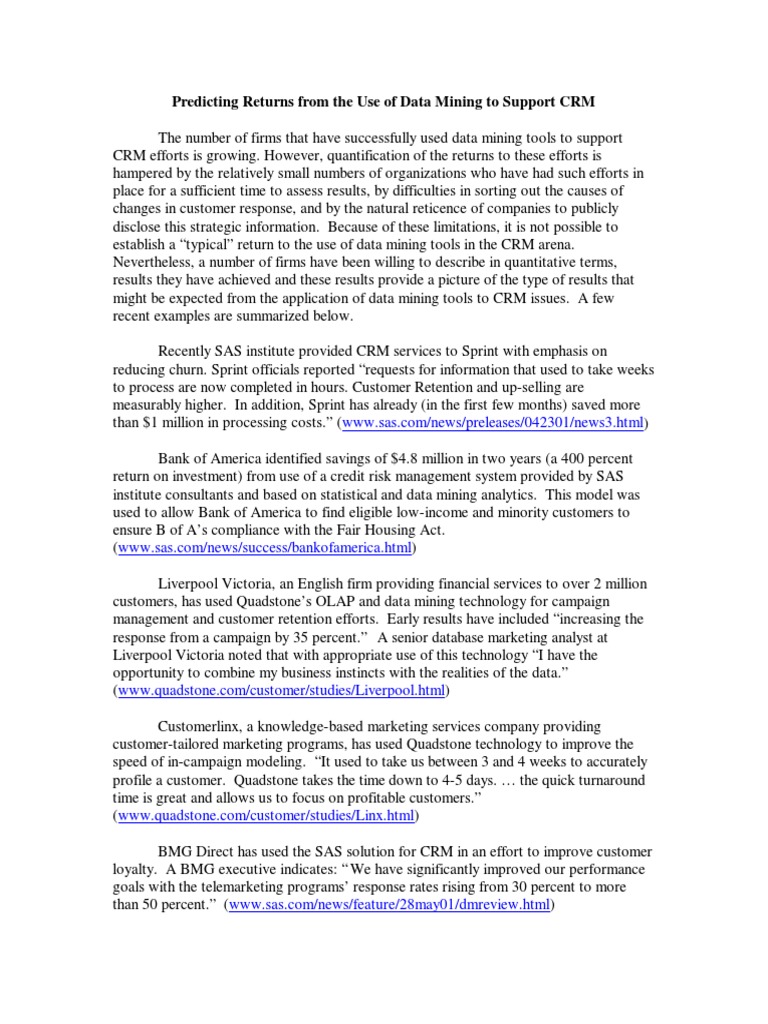 CRM Mining Returns Paper | PDF | Customer Relationship Management ...