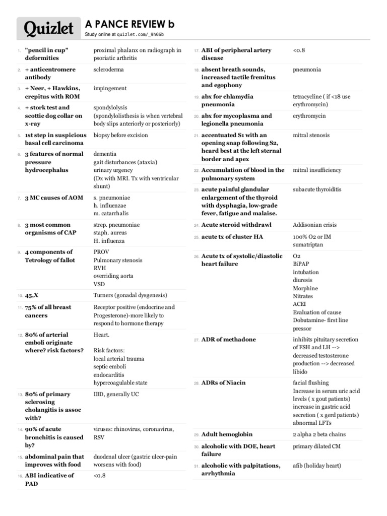 Pance Review Q&A | PDF | Diseases And Disorders | Rtt