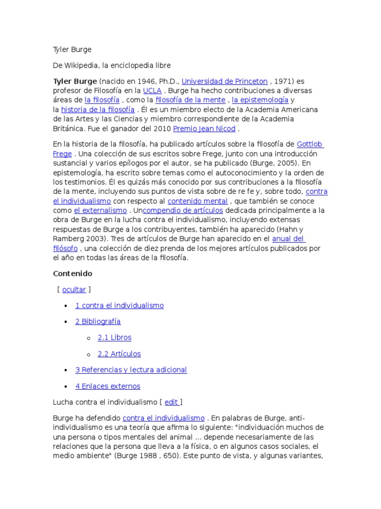 Tyler Burge | PDF | Lógica | Verdad