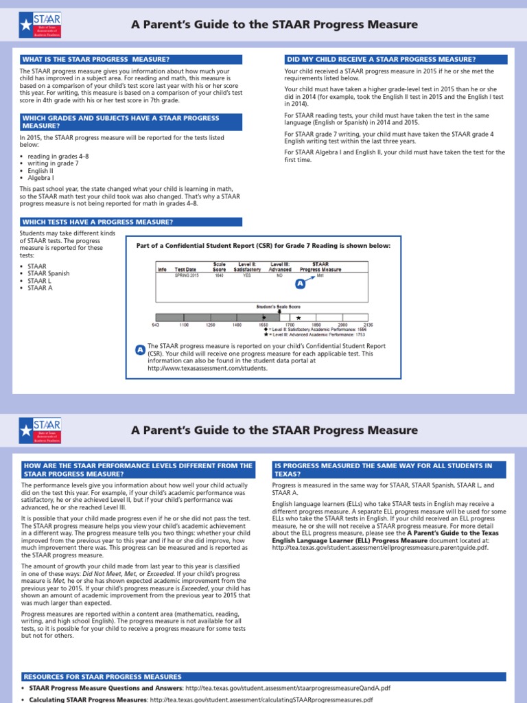 2015 Staar Progress Measure Brochure | PDF | Education Theory ...