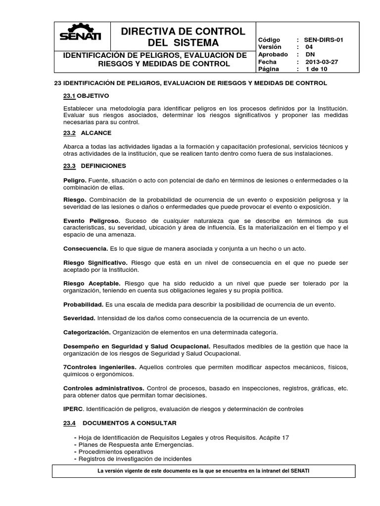 Acápite 23_IPER_v4 2013.pdf | Riesgo | Probabilidad | Prueba gratuita ...