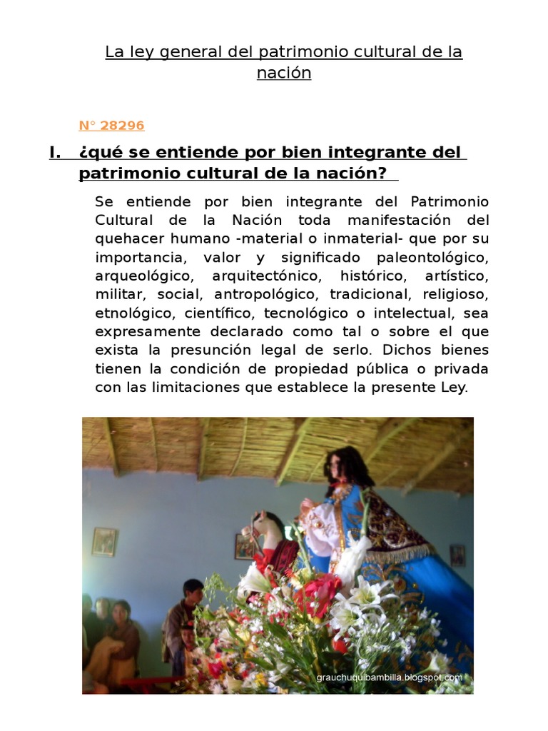 La Ley General Del Patrimonio Cultural de La Nación | Propiedad | Bienes (Ley)