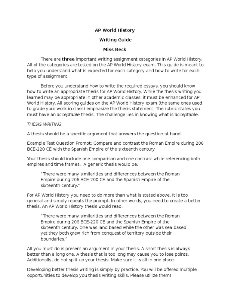 AP World History Essay Writing Guide | PDF | Essays | Thesis