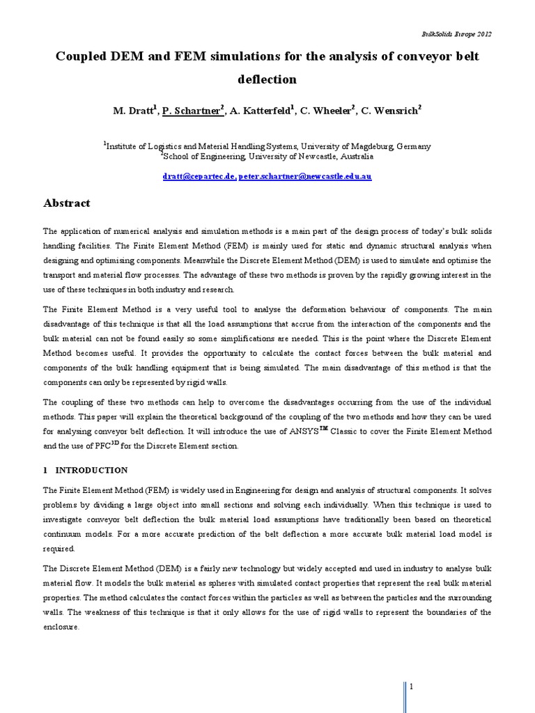 DEM-FEM Coupling for Conveyor Belts | PDF | Finite Element Method ...