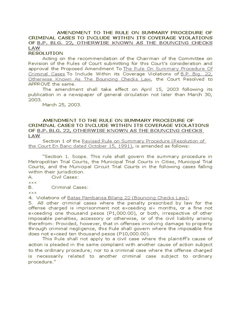 Bouncing Checks Law Amendment | PDF | Law