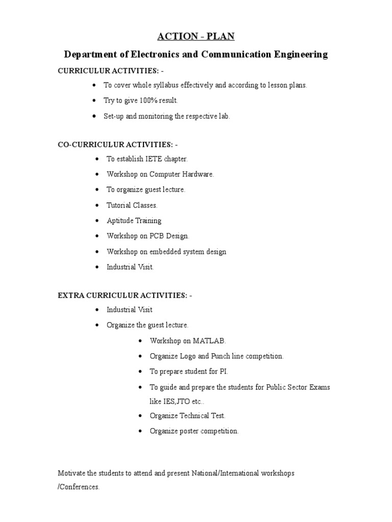 Action - Plan Department of Electronics and Communication Engineering ...