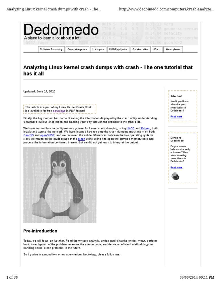 Crash Crash Linux Kernel | PDF | Kernel (Operating System) | Software ...