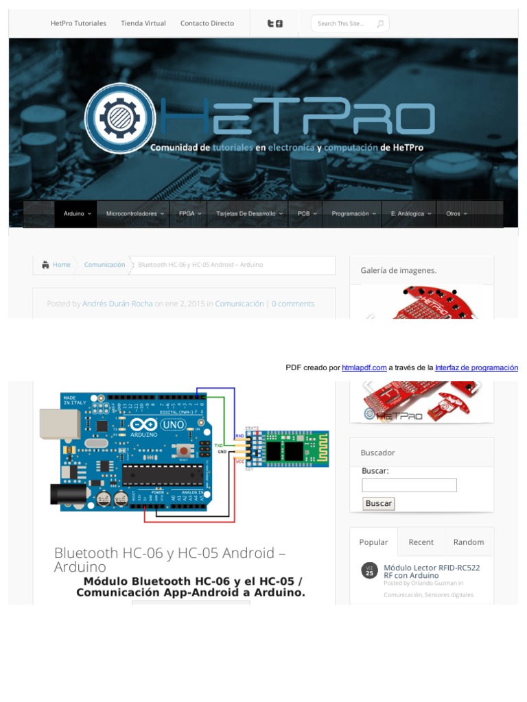 Hetpro Store Com Tutoriales Bluetooth Hc 06 App Arduino Pdf Arduino Bluetooth 1129