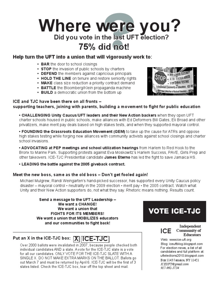 ICE UFT Election Flyer | PDF | The United States | Government
