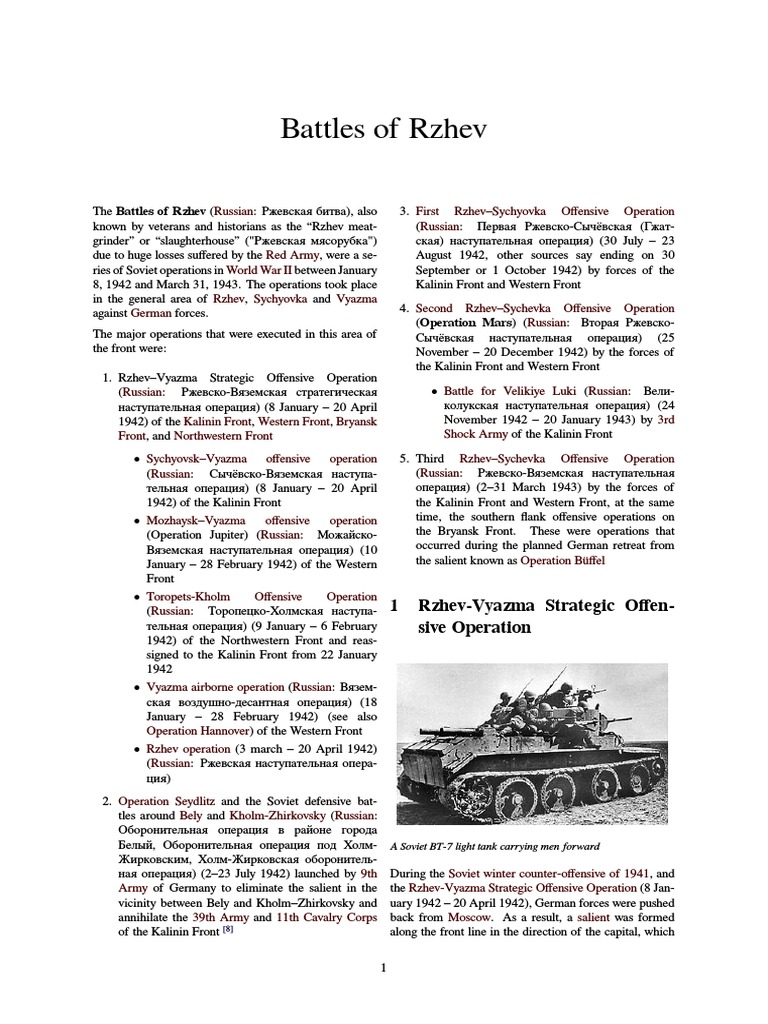 Battles of Rzhev | Military Of The Soviet Union | Military Science
