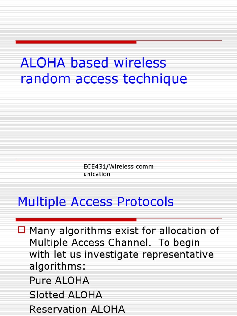 Aloha Protocols | PDF | Channel Access Method | Communications Protocols