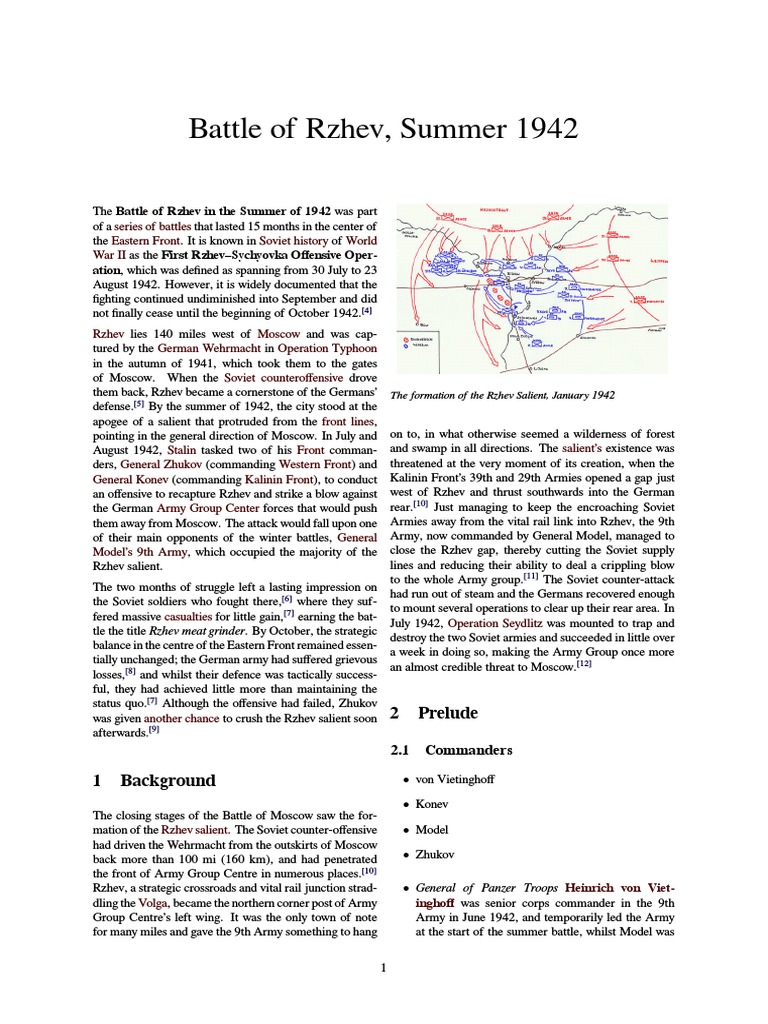 Battle of Rzhev: Summer 1942 Overview | PDF | Division (Military ...