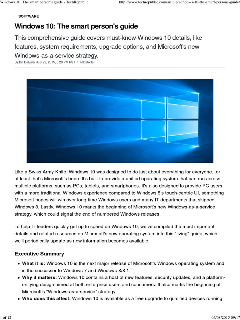 Windows 10 The Smart Person's Guide - TechRepublic | PDF | Windows 10 ...