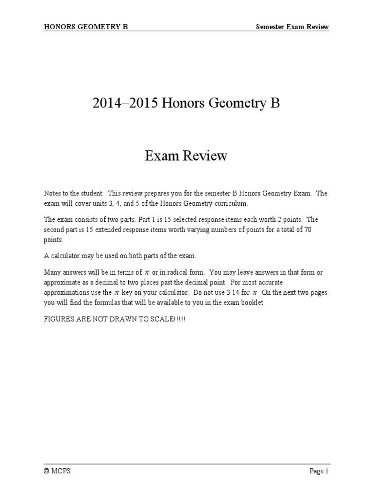 2014-2015 Honors Geometry B Review | PDF | Area | Rectangle