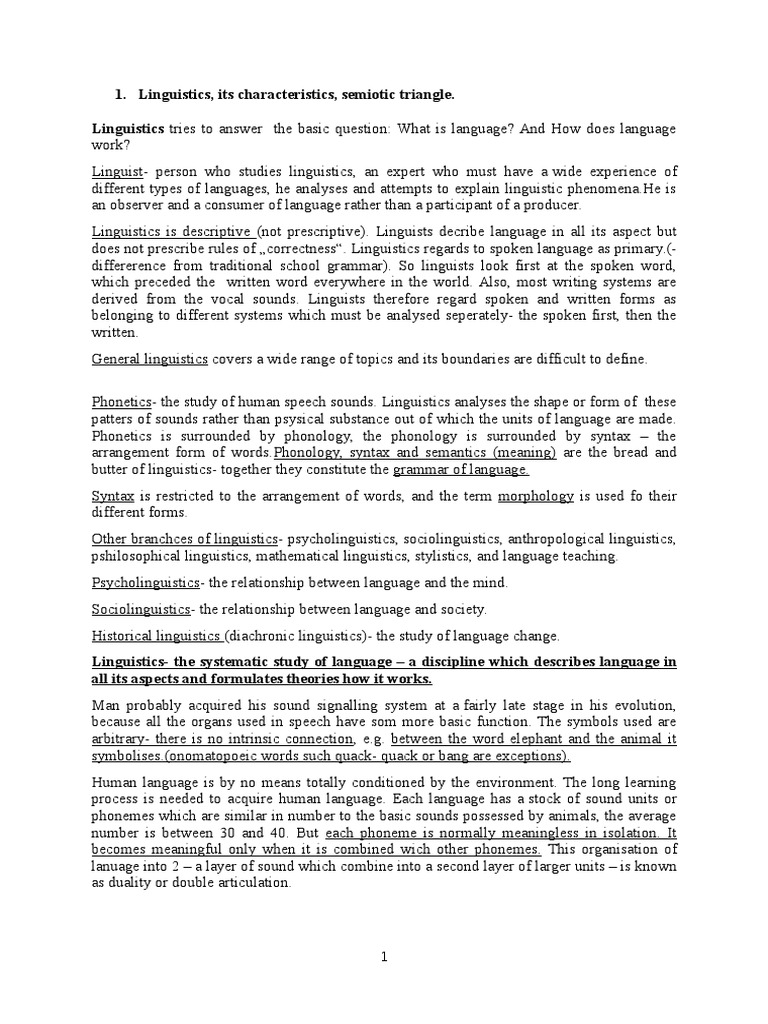 Notes On General Linguistics | PDF | Linguistics | Semiotics