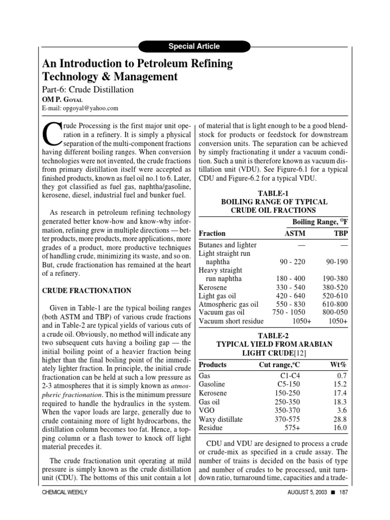 CDU Design | PDF | Distillation | Oil Refinery