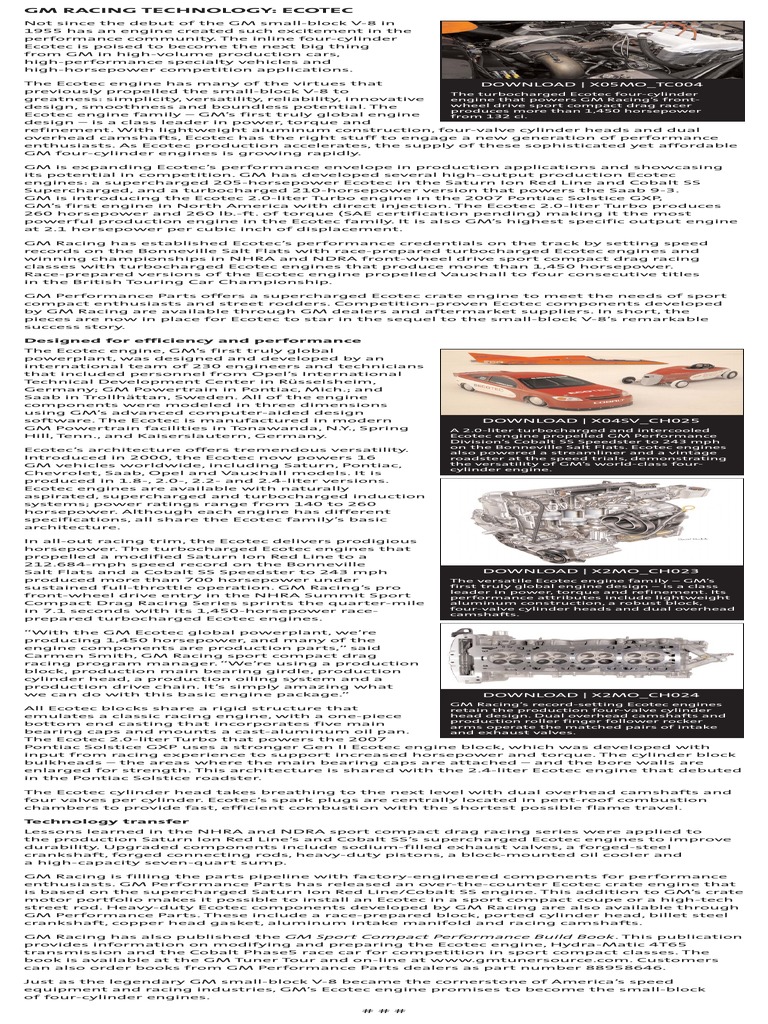 GM Racing Ecotec | PDF | Pontiac | General Motors
