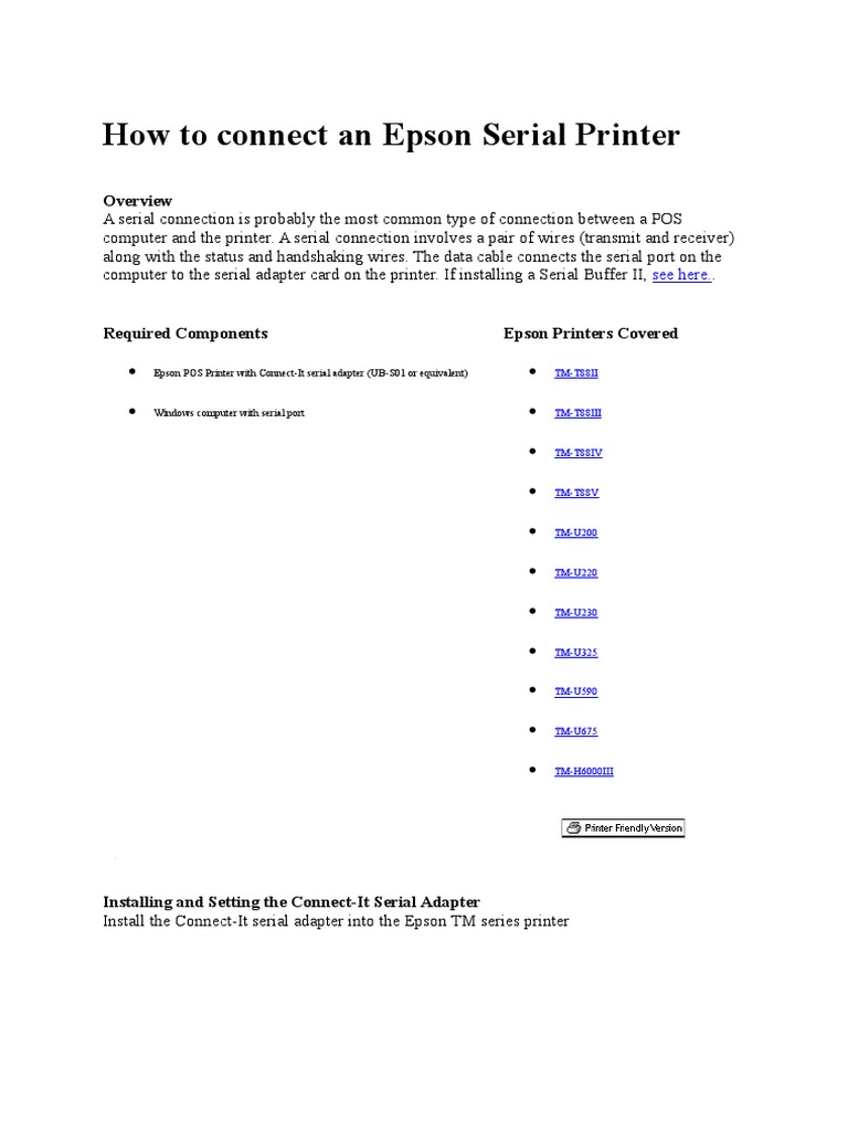 Connecting Epson Serial Printers | PDF | Electrical Connector ...