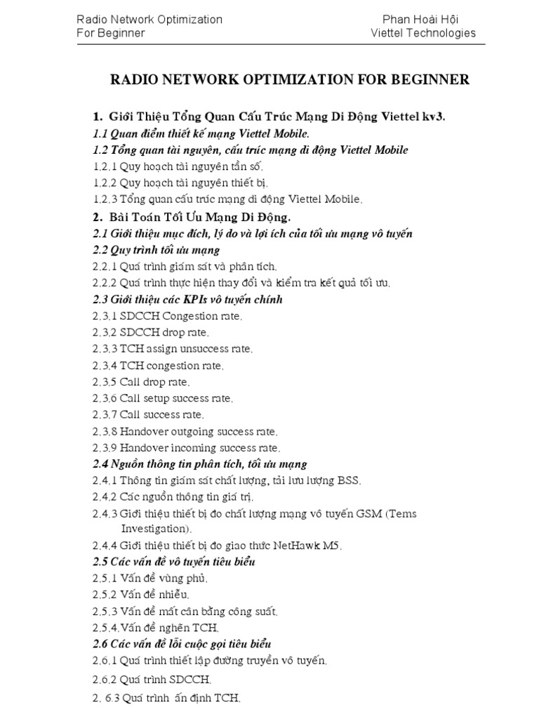 Radio Optimization Network For Beginner | PDF