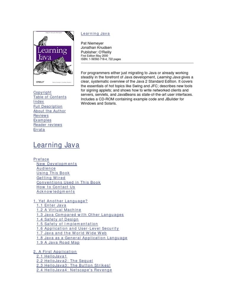Niemeyer, P (2000) - Learning Java PDF | PDF | Network Socket | Port ...