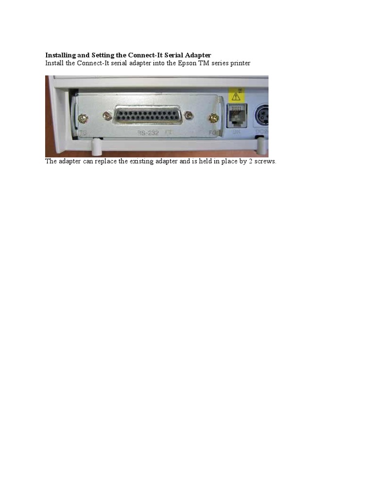 Install Connect-It Serial Adapter for Epson | PDF